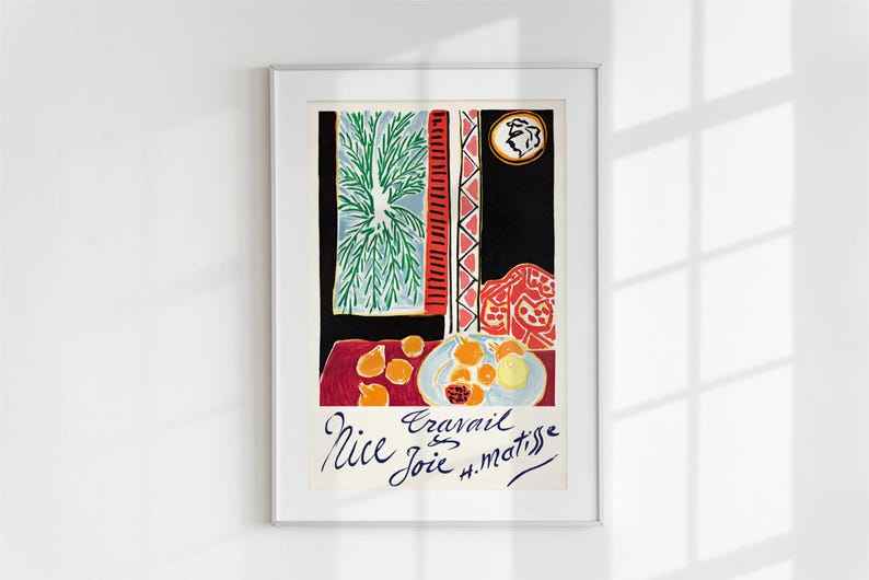 Vintage Henri Matisse Poster Nice Travail Et Joie Wall Art, Mid-century ...