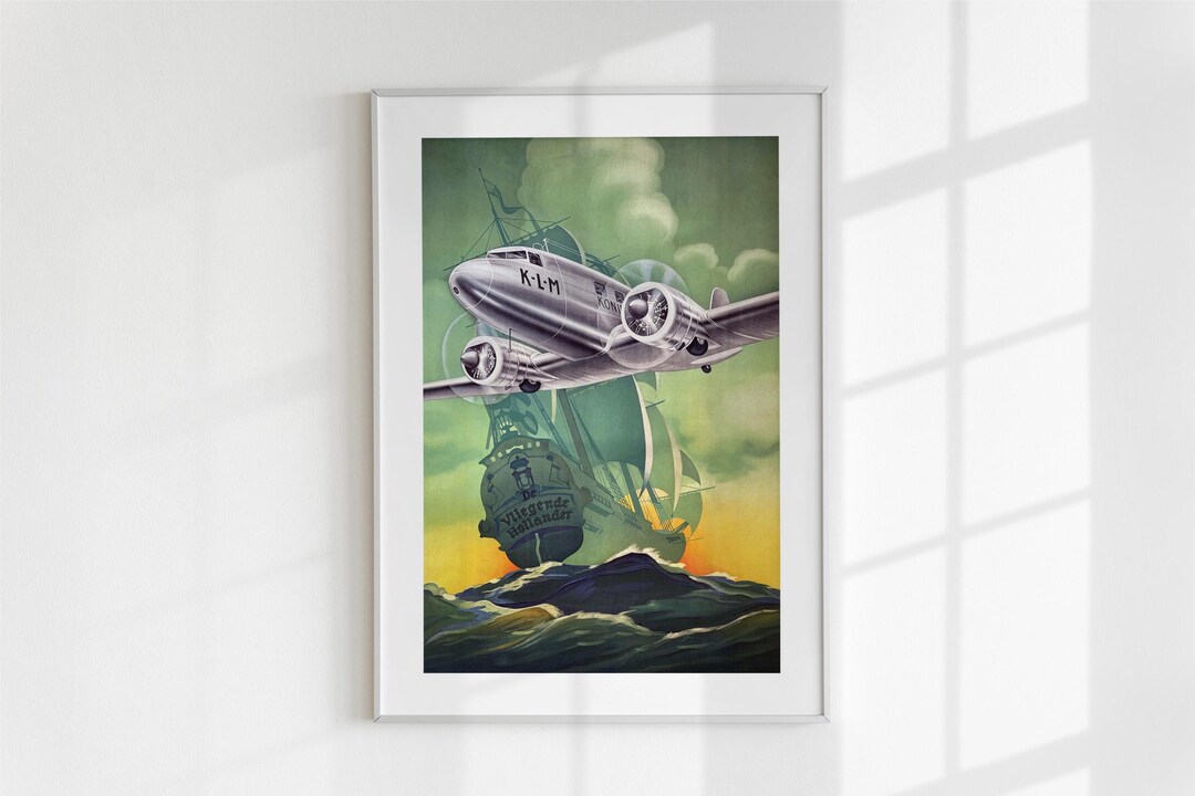 Vintage KLM Flying Dutchman Poster - Retro Aviation Wall Art Digital ...