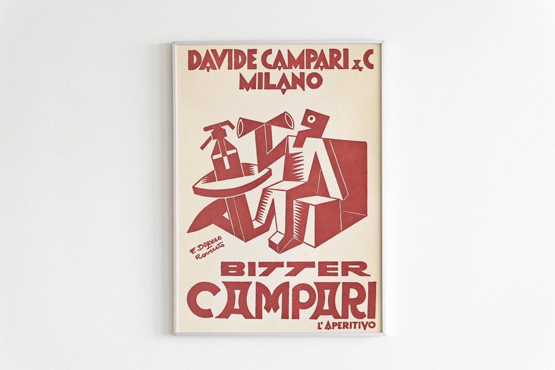 Vintage Campari Poster | Retro Bar Cart Decor | Mid Century Modern Wall ...