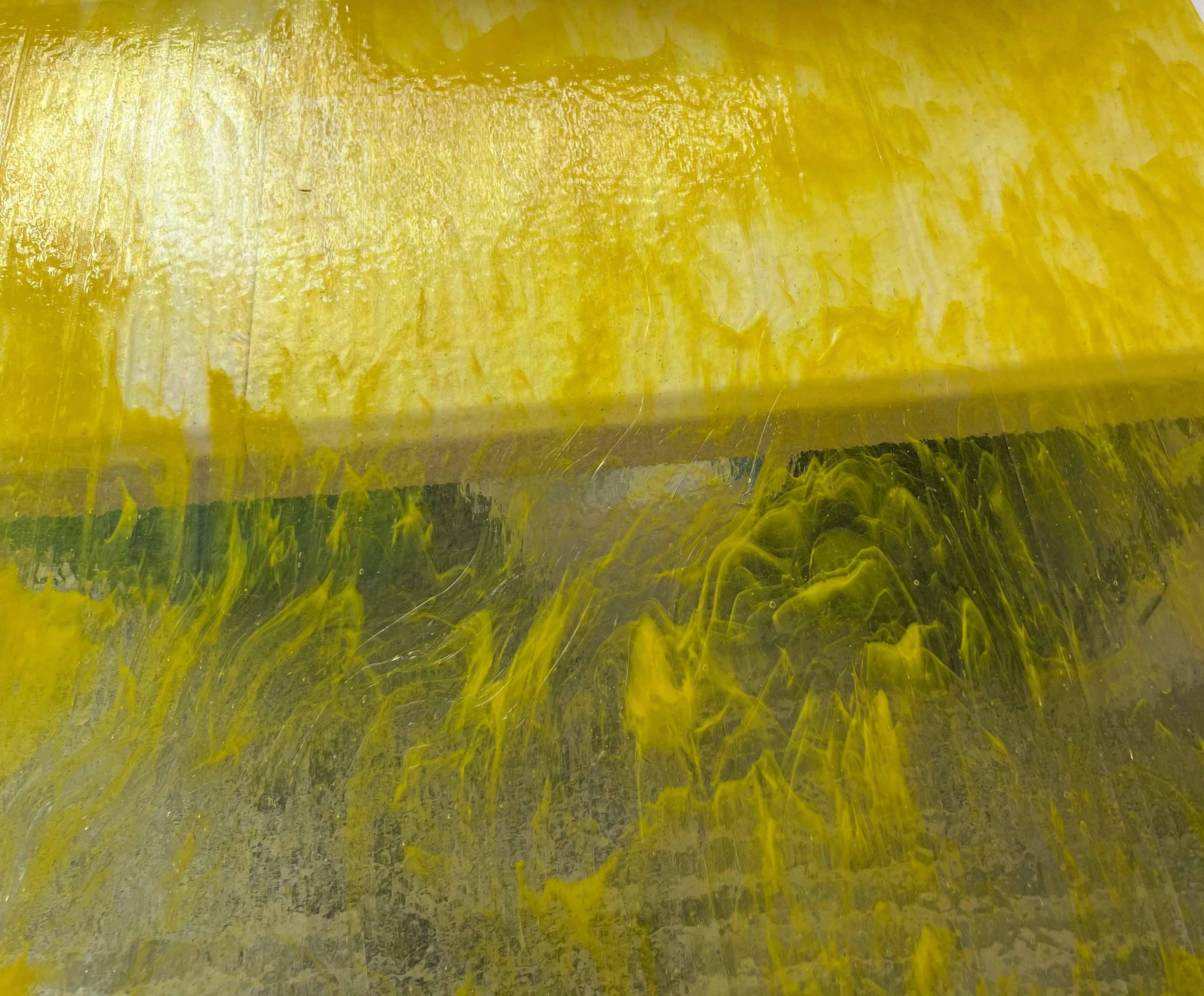 Vintage Wissmach Yellow and Clear Wispy Stained Glass Sheet Panel - Etsy