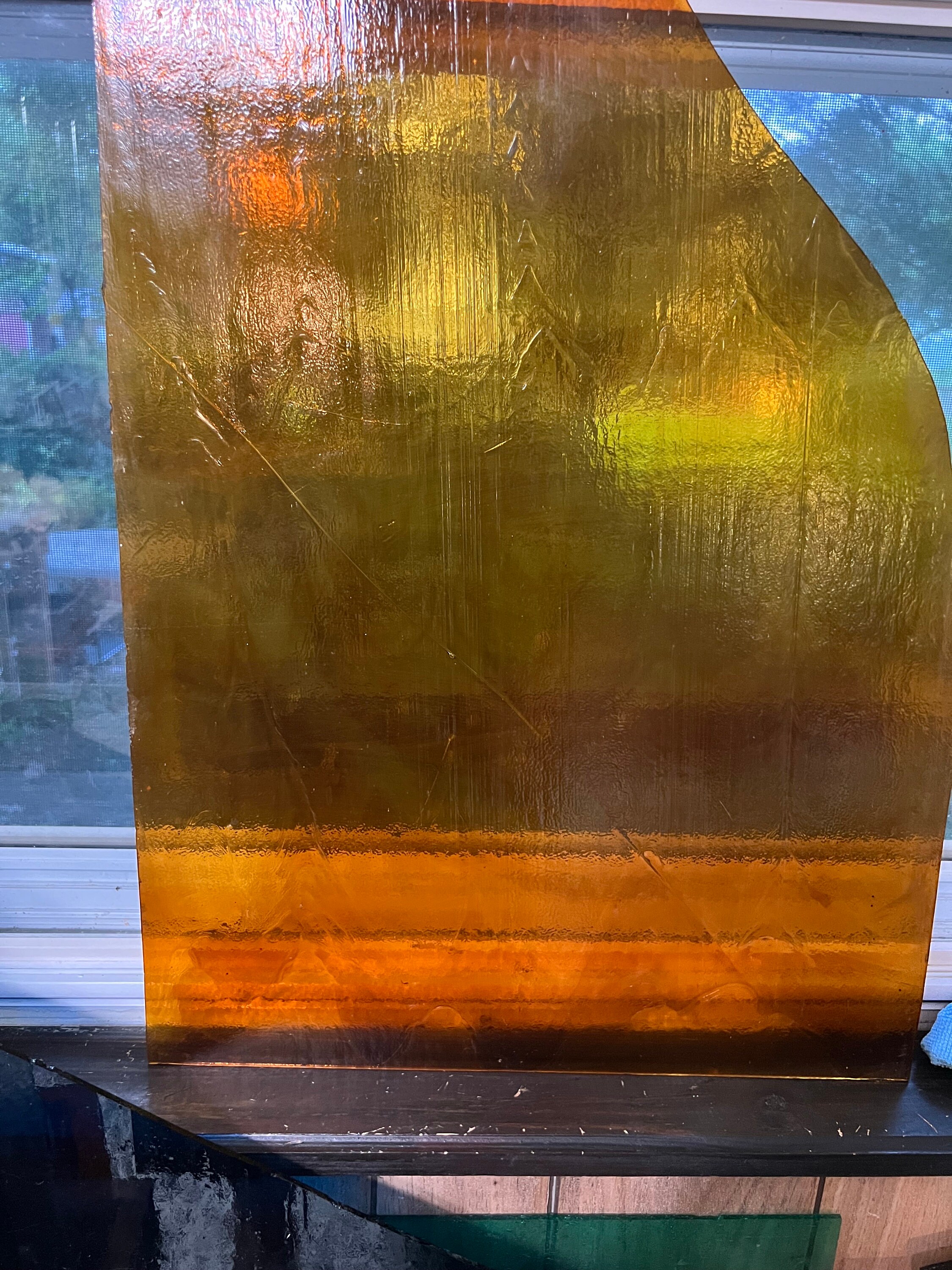 Medium Amber Wispy Transparent Stained Glass Sheet Panel - Etsy