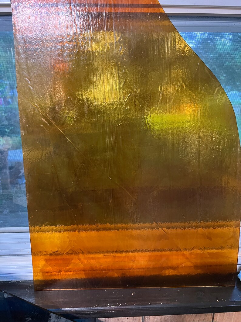 Medium Amber Wispy Transparent Stained Glass Sheet Panel - Etsy