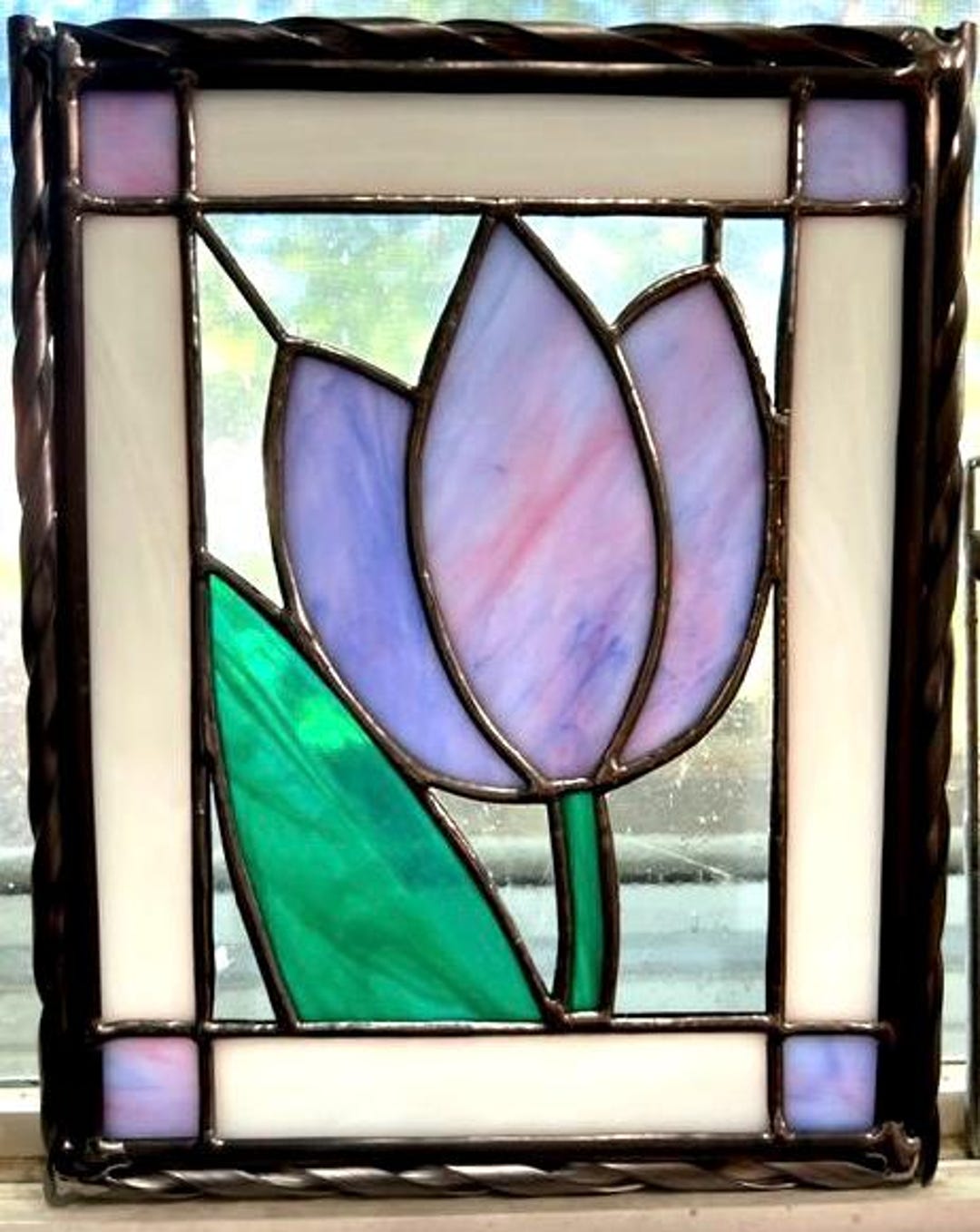 Tulip Stained Glass Panel Suncatcher Wall Art Window Art Gift - Etsy