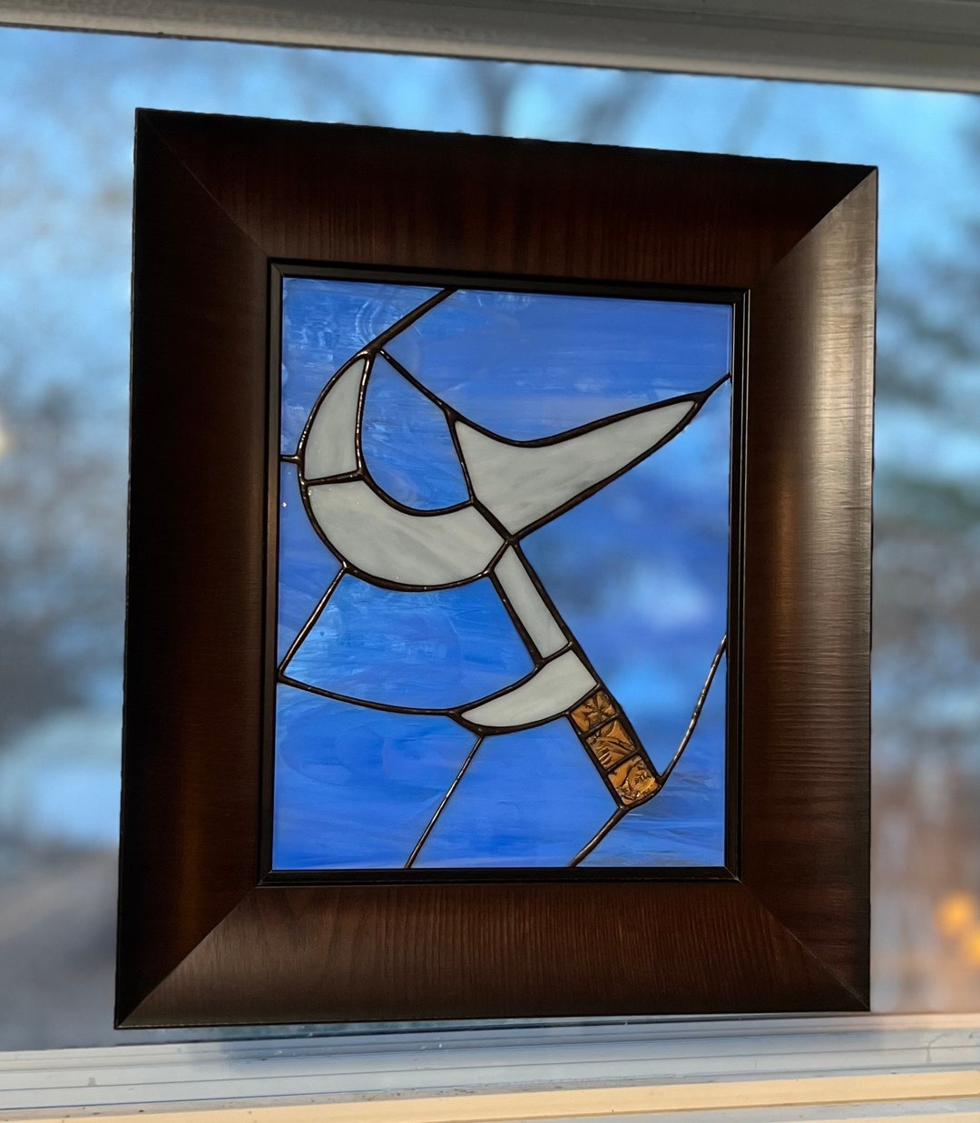 Framed Stained Glass South African Weapon Hunga Munga 8x10 Suncatcher ...