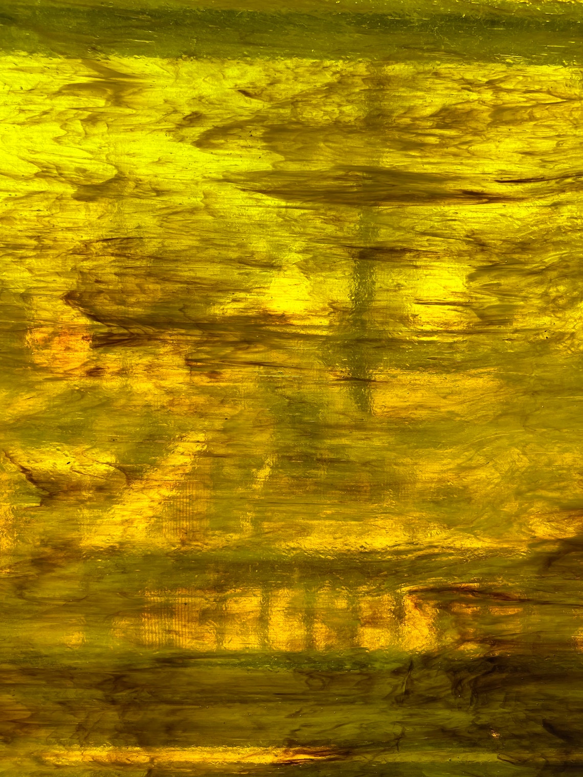 Vintage Yellow and Brown Wispy Stained Glass Sheet Made in America - Etsy