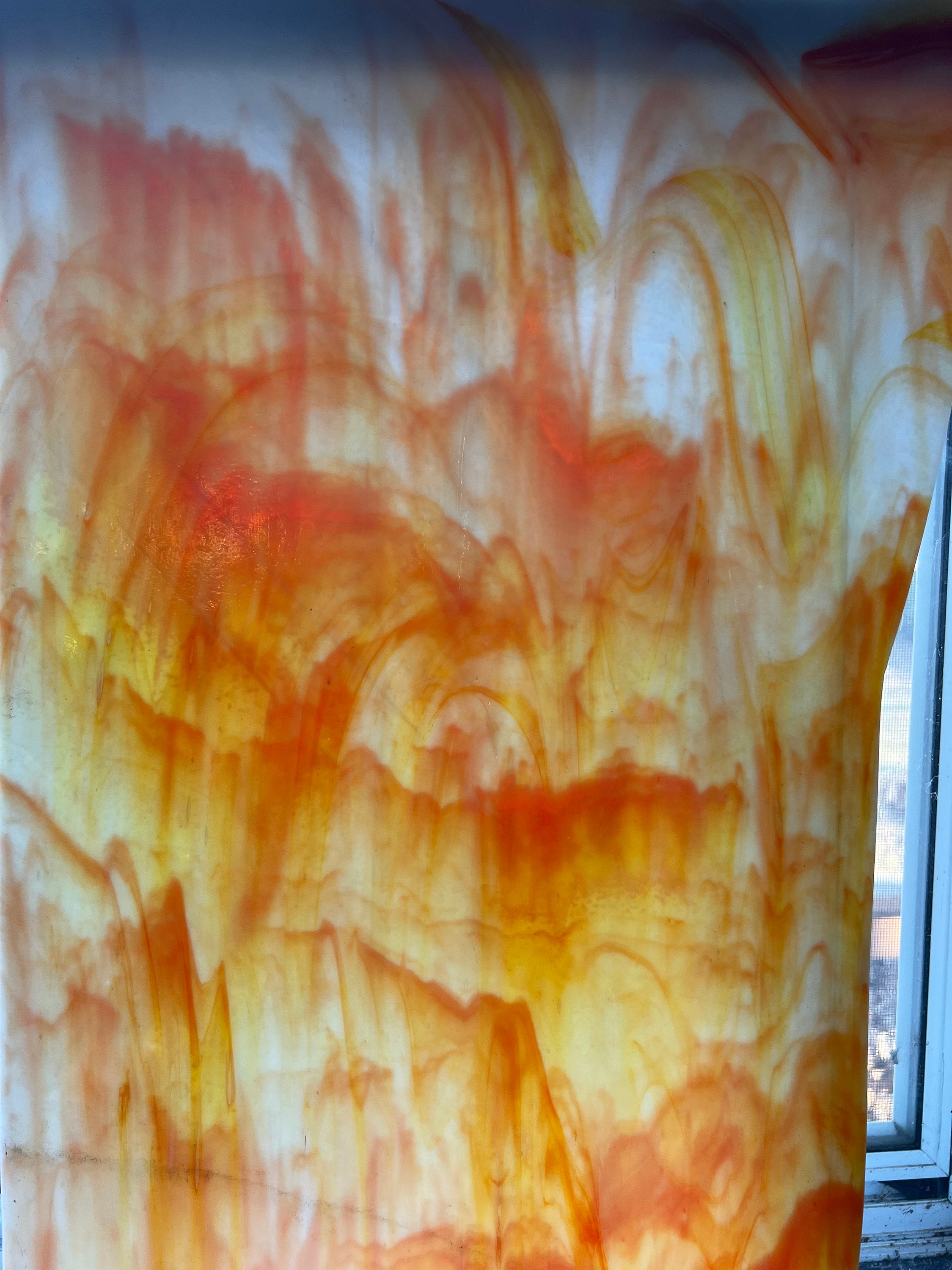 Vintage Orange, Yellow, White Wispy Opalescent American Made Sheet ...