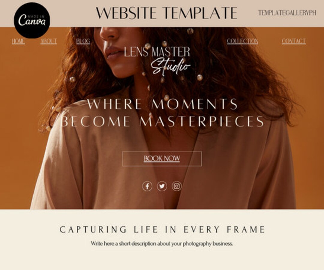 Photography Landing Page Template for Canva, Fully Customizable Canva ...