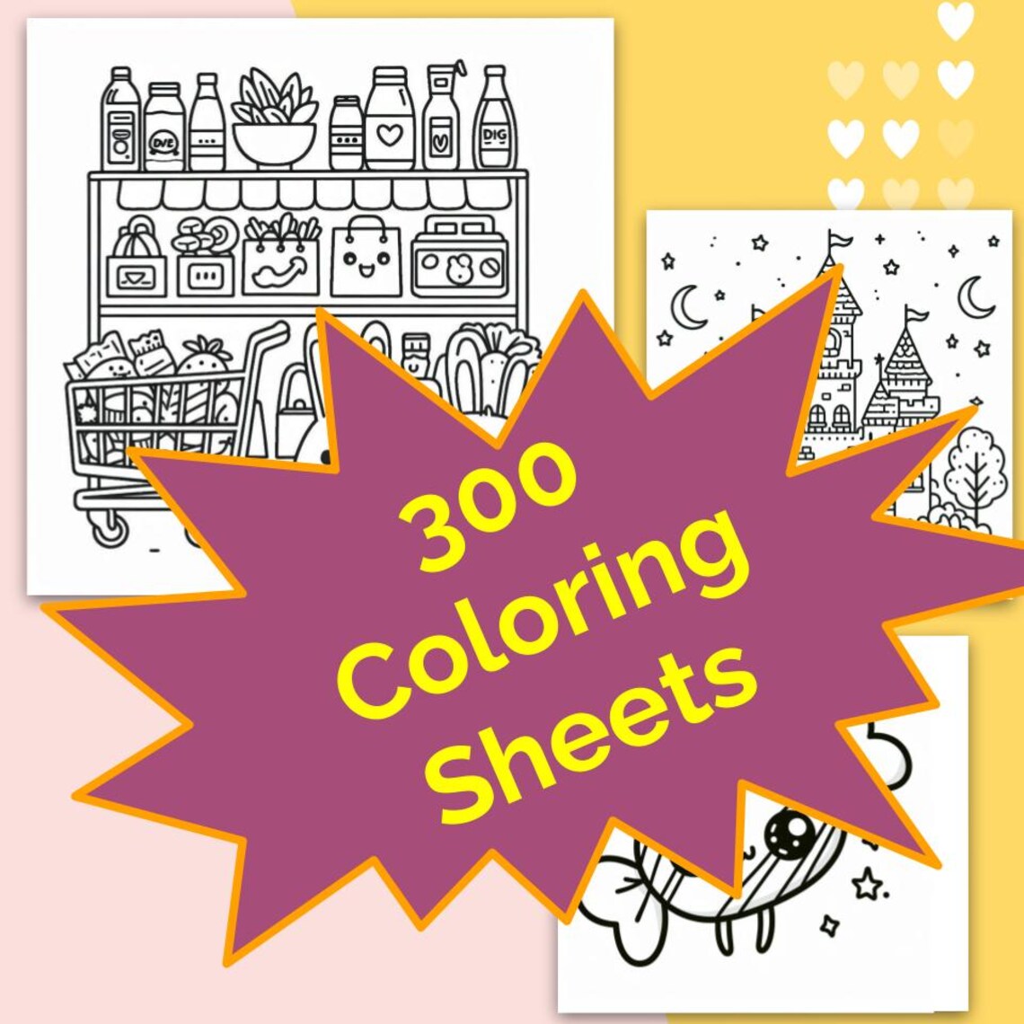 300 Cute Animal Coloring Pages for Kids. Fun Children Activity ...