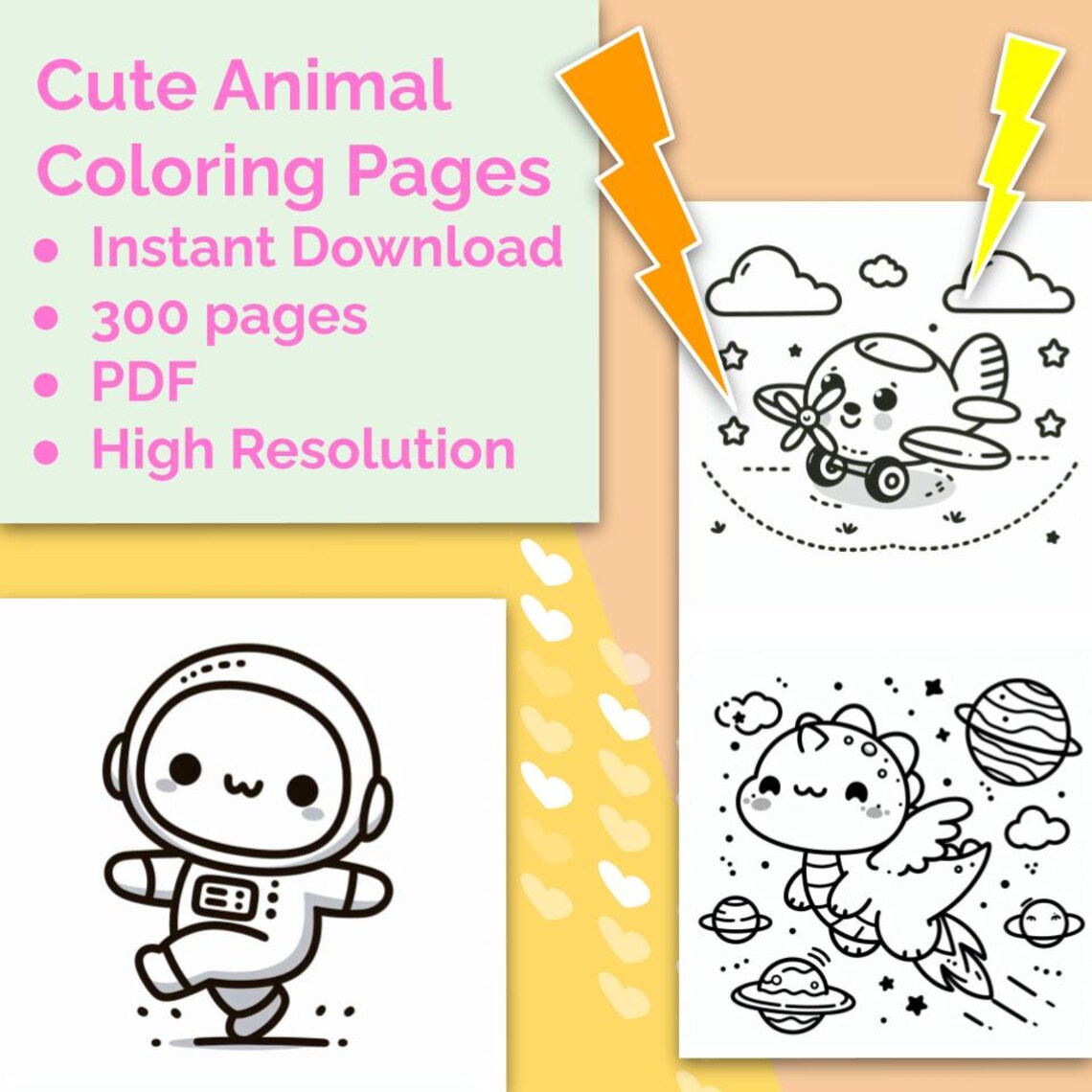 300 Cute Animal Coloring Pages for Kids. Fun Children Activity ...