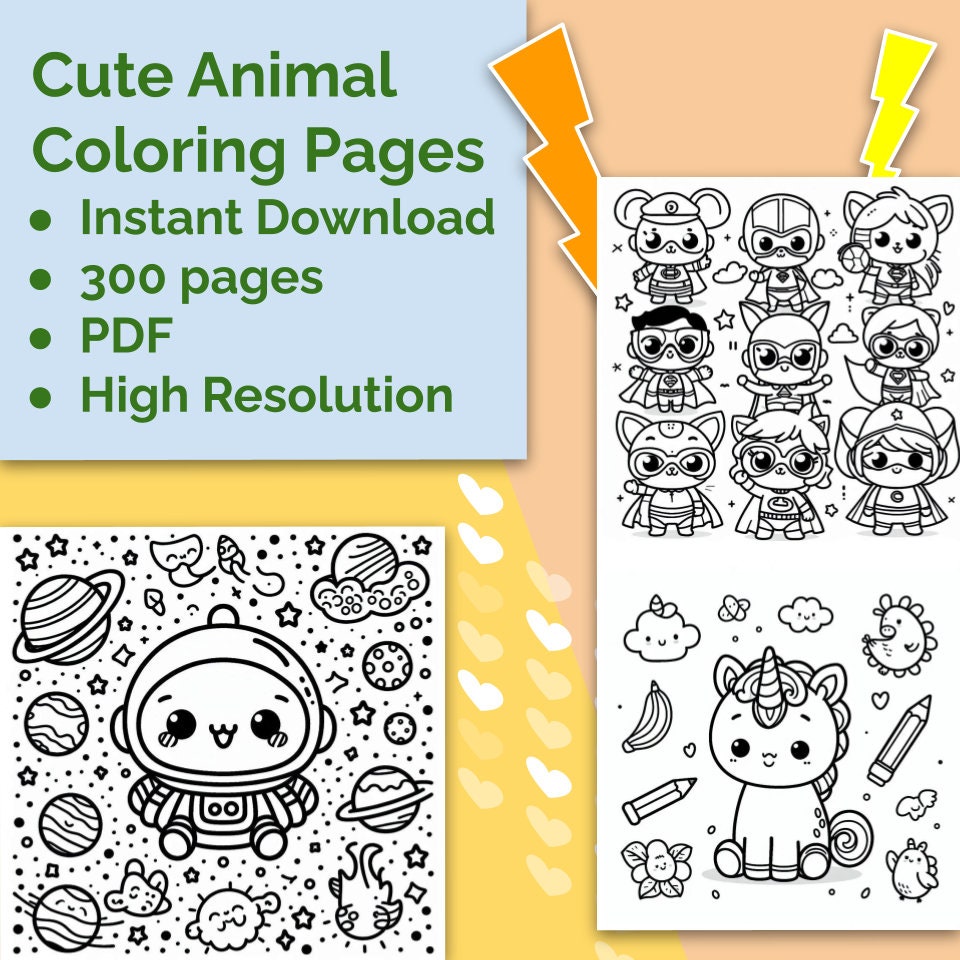300 Cute Coloring Pages for Kids. Fun Children Activity. Creative ...