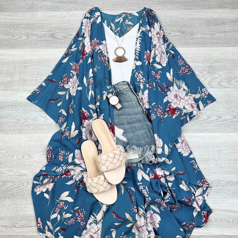 Floral Butterfly Sleeve Kimono - Etsy