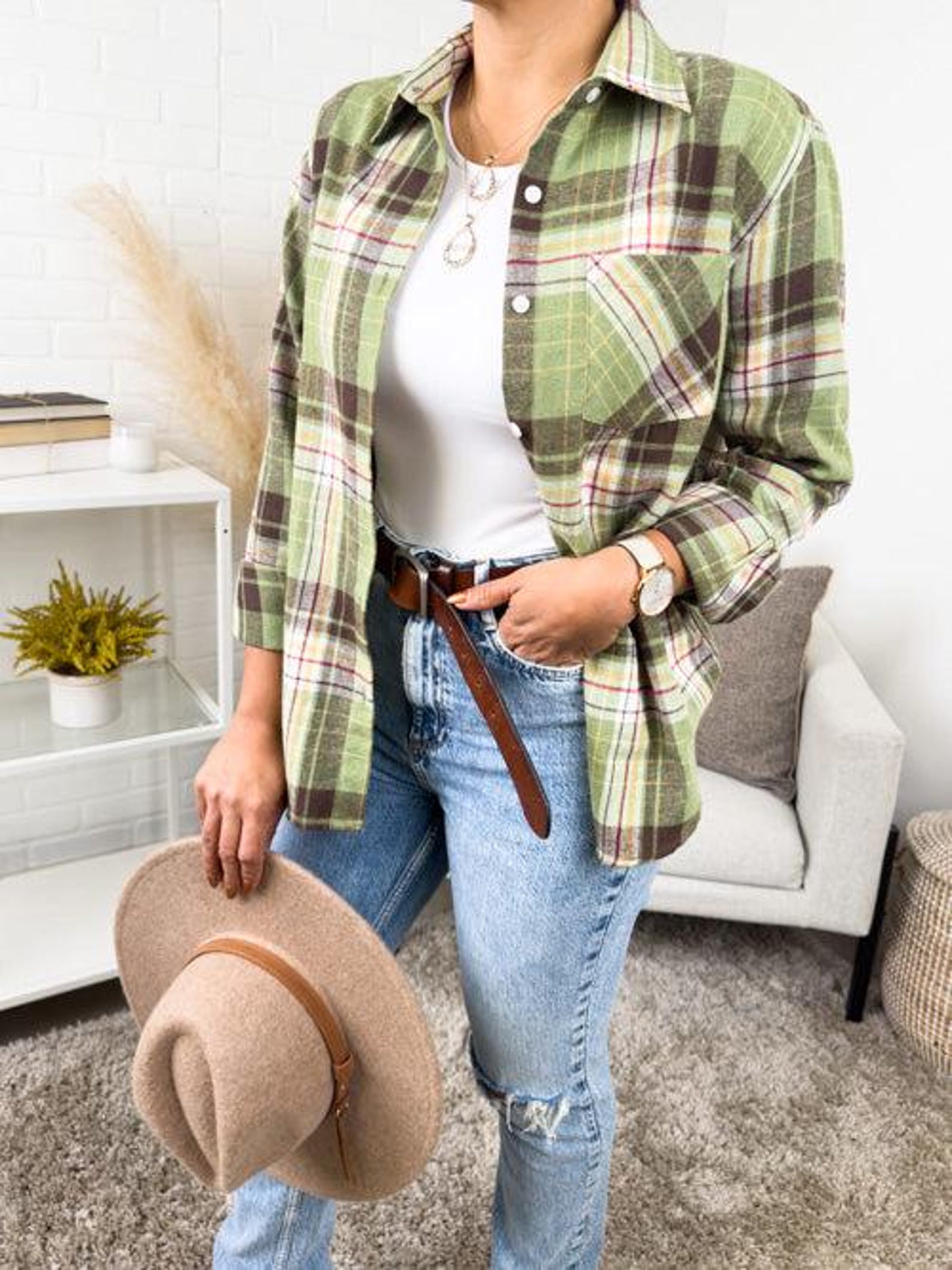 Oversized Long Sleeve Button up Plaid Fall Flannel - Etsy