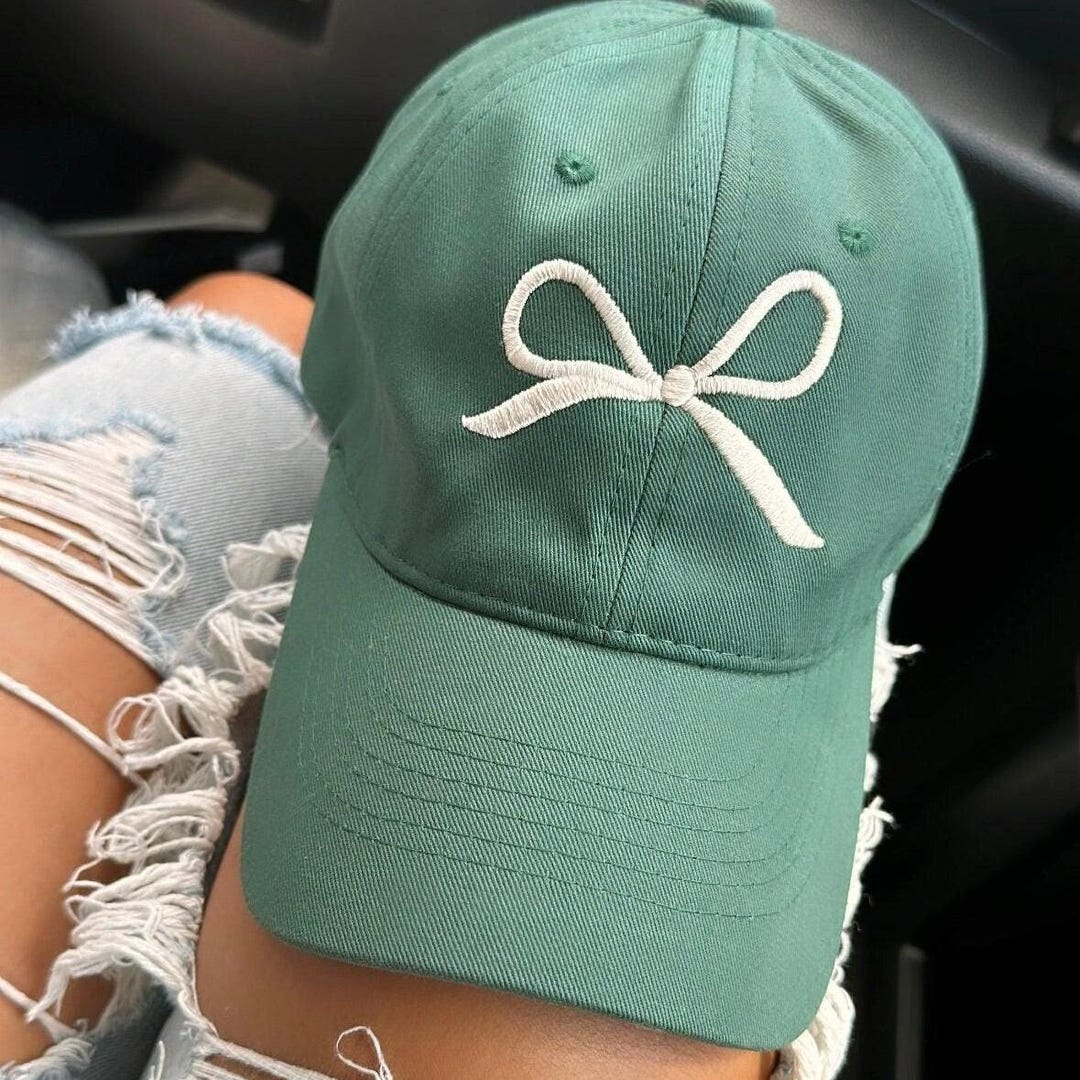 Alice Embroidered Bow Ball Cap - Etsy