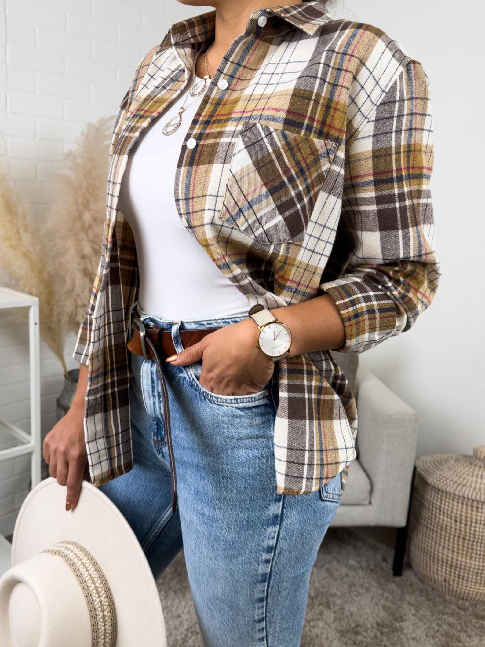 Oversized Long Sleeve Button up Plaid Fall Flannel - Etsy