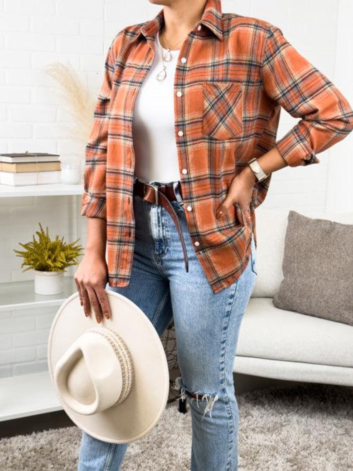 Oversized Long Sleeve Button up Plaid Fall Flannel - Etsy