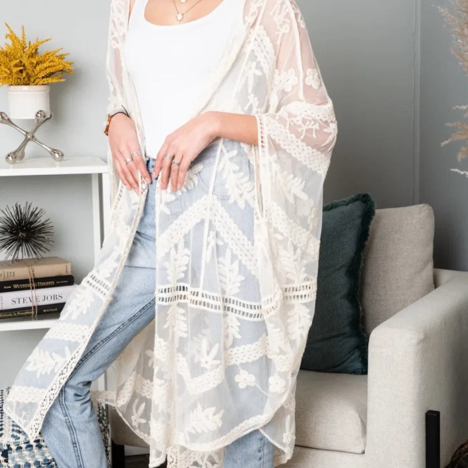 Kimono Bohemian Lace Duster Cardigan Duster Summer Dress for Women ...