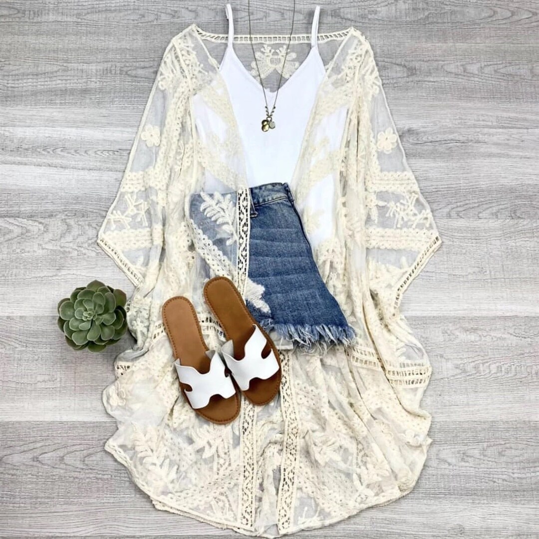 Kimono Bohemian Lace Duster Cardigan Duster Summer Dress for Women ...