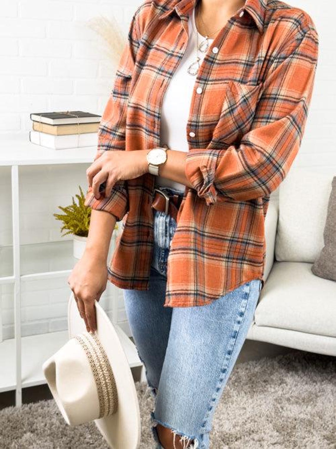 Oversized Long Sleeve Button up Plaid Fall Flannel - Etsy