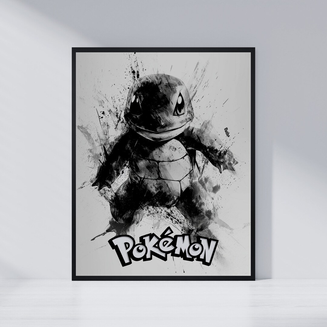 Pokemon, Squirtle Poster, Black and White Style, Printable Wall Art ...