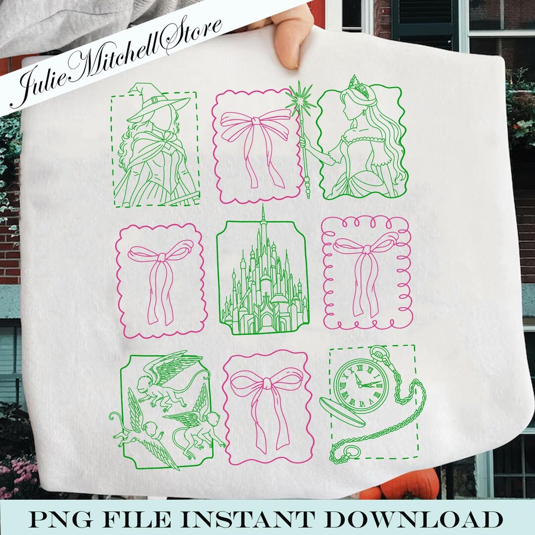 Wicked for Good Outline Png, Pink and Green Wizard Musical Png, Wicked ...