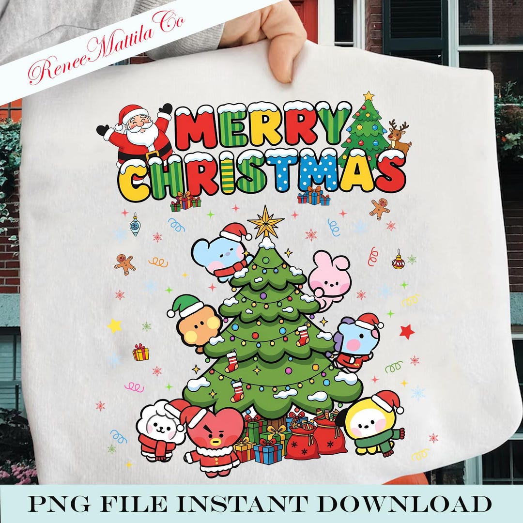 BT21 Christmas Png, BTS Holiday Tee for ARMY, BT21 Xmas, Christmas Tree ...