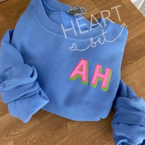 Personalized Embroidered Neon Glitter Sweatshirt | Custom Neon Crewneck ...