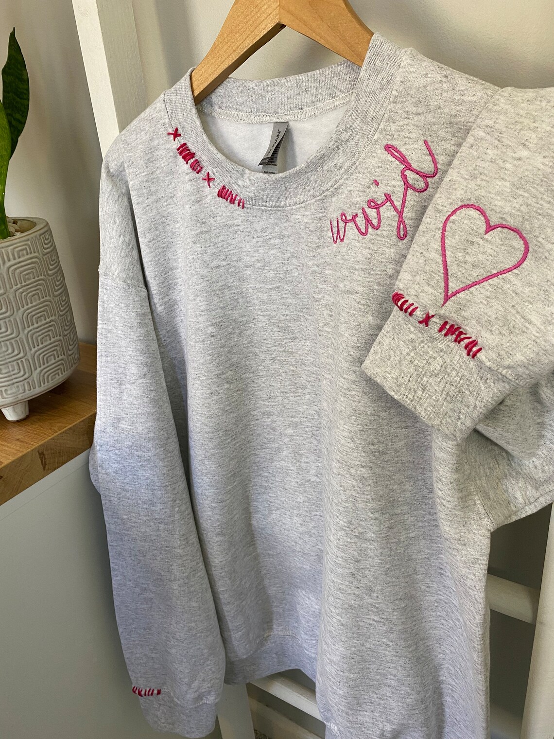 WWJD Embroidered Sweatshirt | Hand Stitched Distressed Accents Crewneck ...