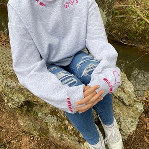 WWJD Embroidered Sweatshirt | Hand Stitched Distressed Accents Crewneck ...