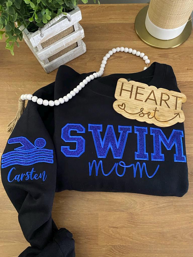 Personalized Embroidered Swim Mom Sweatshirt | Custom Team Crewneck ...