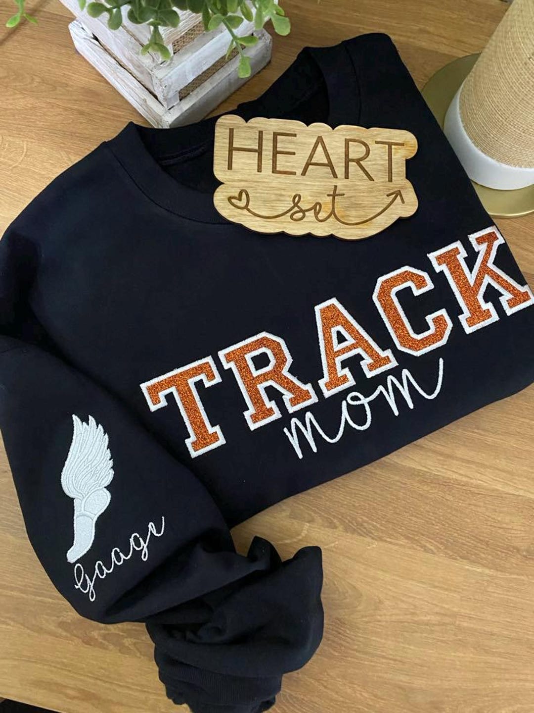 Personalized Embroidered Track Mom | Track Crewneck | Track Mom Shirt ...