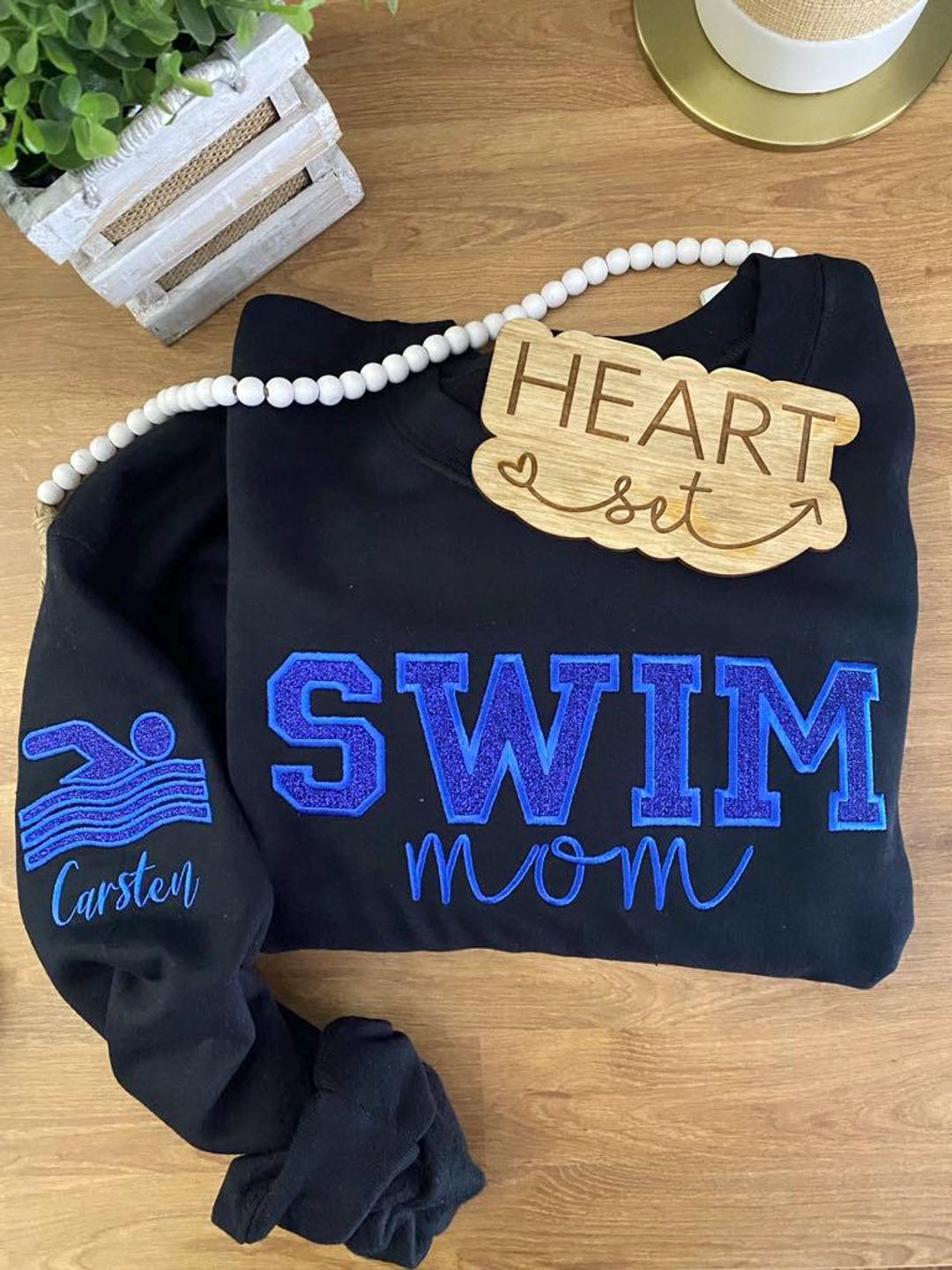 Personalized Embroidered Swim Mom Sweatshirt | Custom Team Crewneck ...