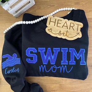 Personalized Embroidered Swim Mom Sweatshirt | Custom Team Crewneck ...