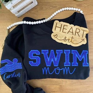 Personalized Embroidered Swim Mom Sweatshirt | Custom Team Crewneck ...