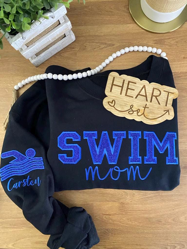 Personalized Embroidered Swim Mom Sweatshirt | Custom Team Crewneck ...