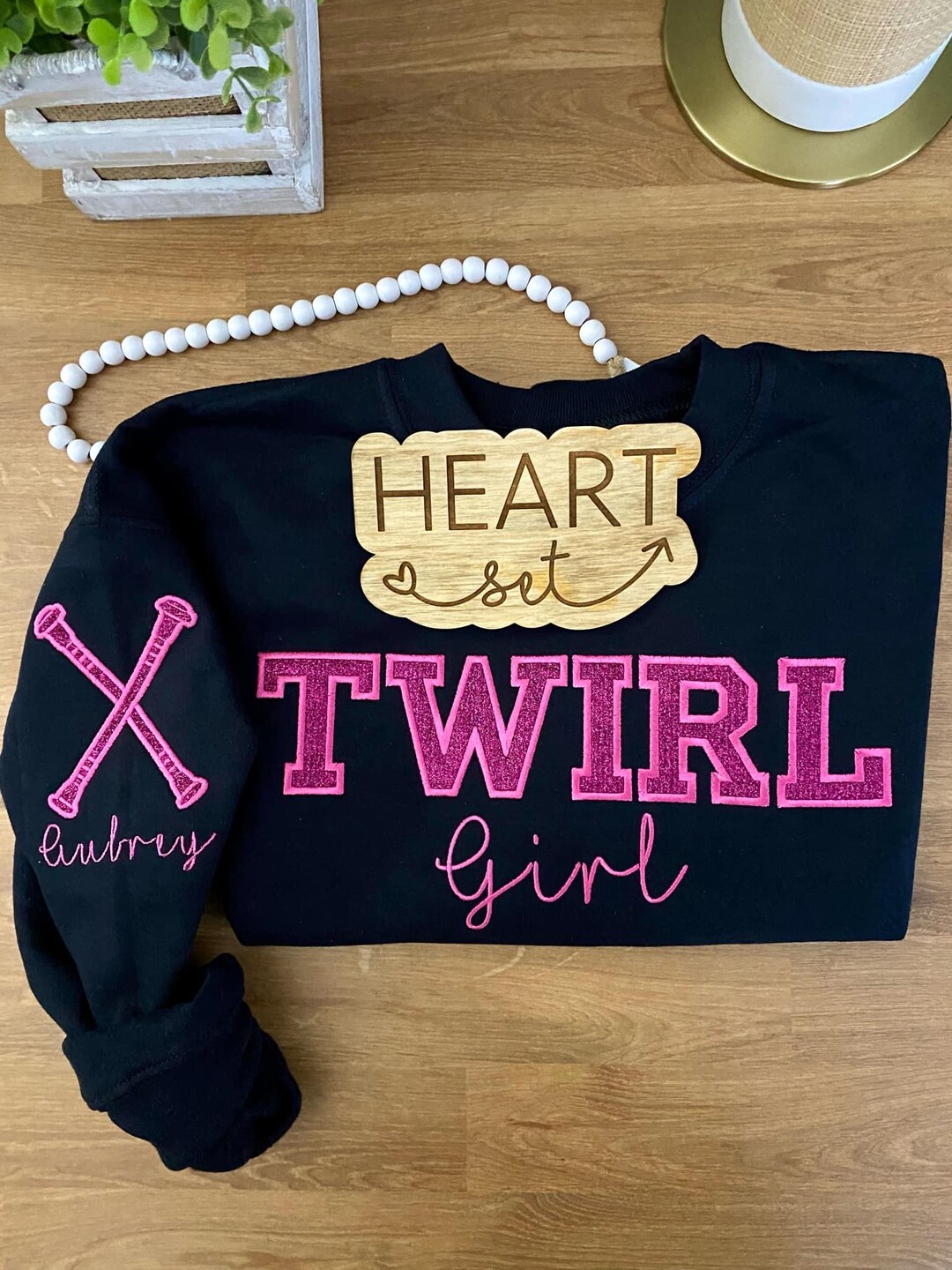 Personalized Embroidered Twirl Girl Sweatshirt | Custom Team Crewneck ...
