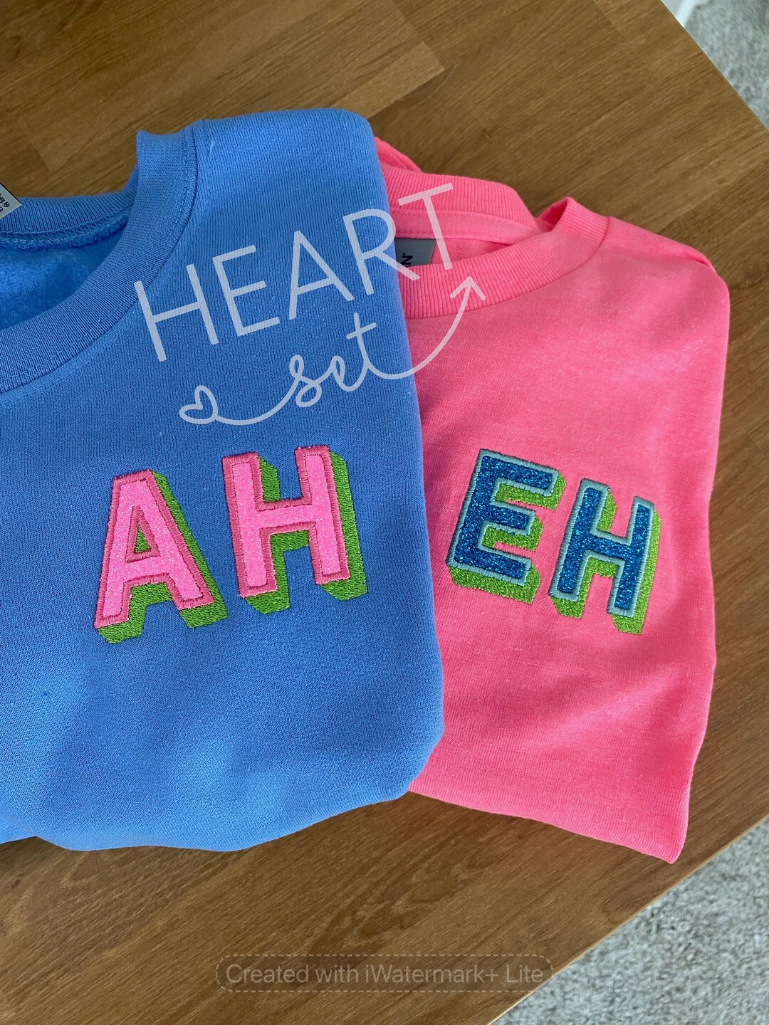 Personalized Embroidered Neon Glitter Sweatshirt | Custom Neon Crewneck ...