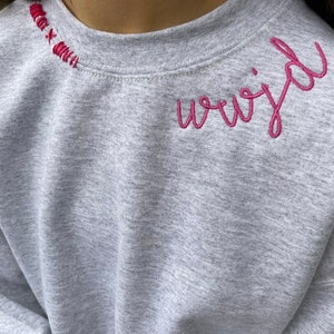WWJD Embroidered Sweatshirt | Hand Stitched Distressed Accents Crewneck ...