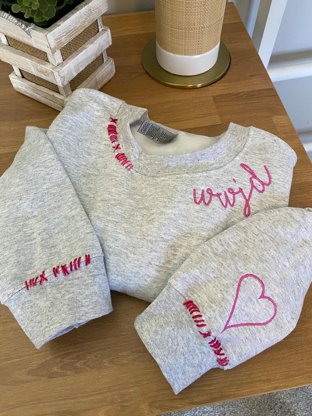 WWJD Embroidered Sweatshirt | Hand Stitched Distressed Accents Crewneck ...