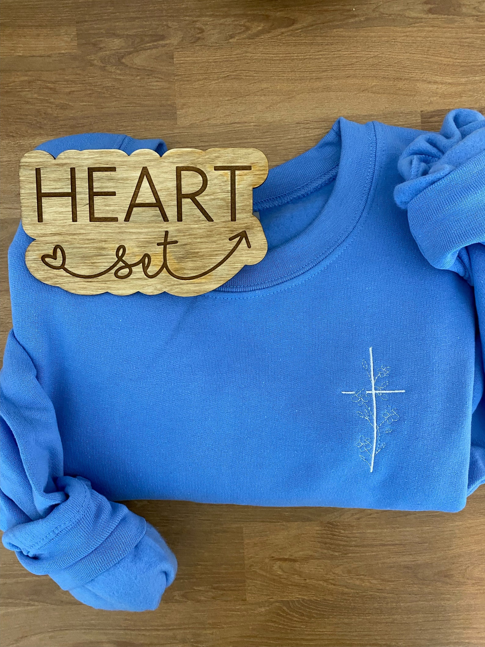 Embroidered Floral Cross Sweatshirt Christian Cross Crewneck Christian ...