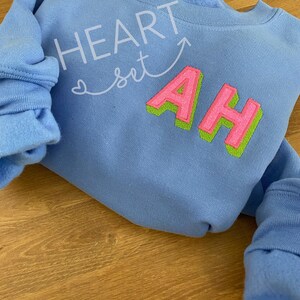 Personalized Embroidered Neon Glitter Sweatshirt | Custom Neon Crewneck ...