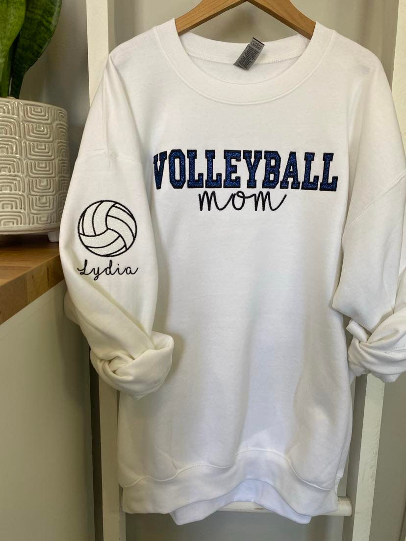 Personalized Embroidered Volleyball Mom Sweatshirt Custom Team Crewneck ...