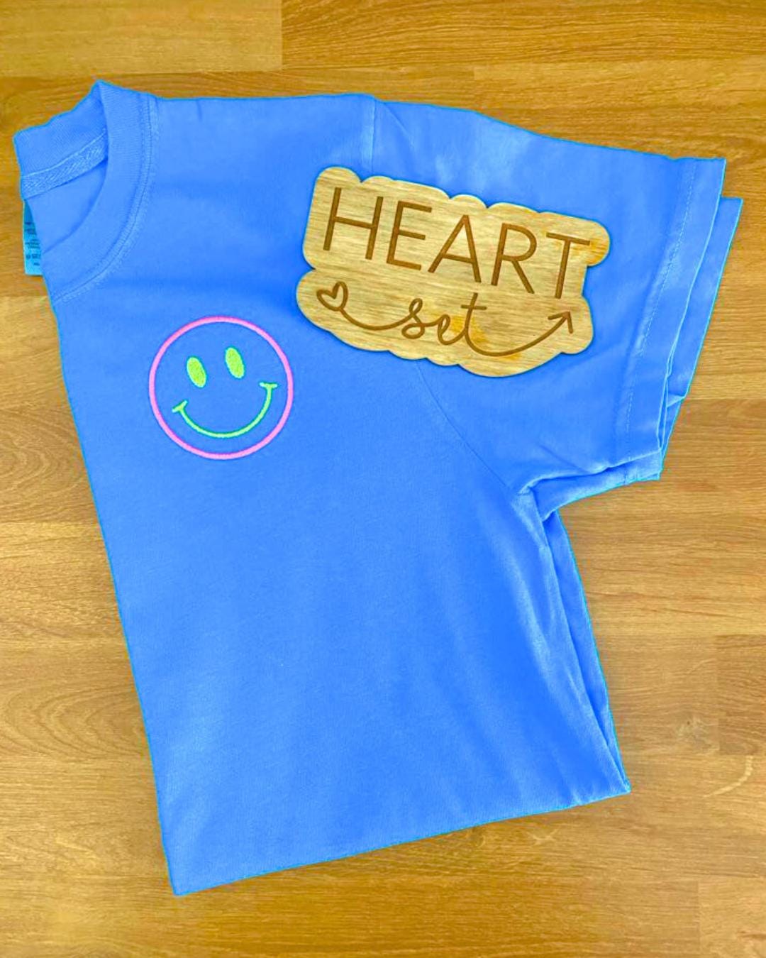 Neon Embroidered Happy Face Shirt | Comfort Colors T-shirt | Custom ...