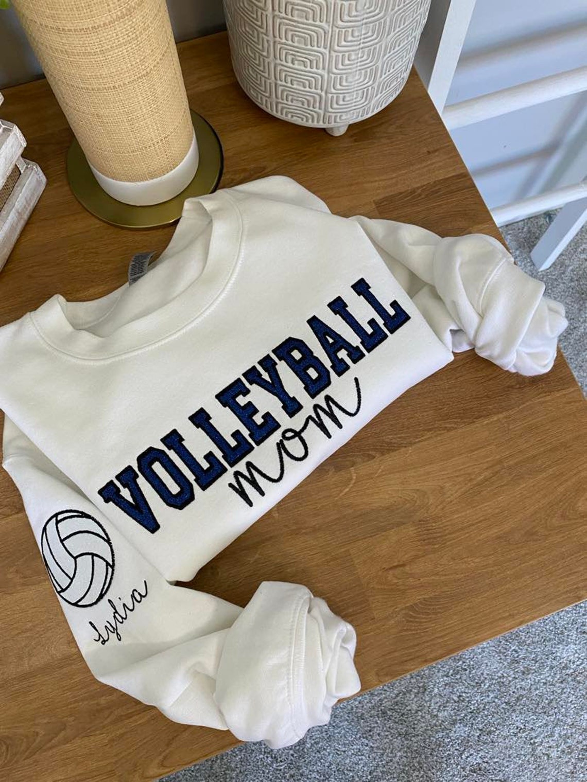 Personalized Embroidered Volleyball Mom Sweatshirt Custom Team Crewneck ...