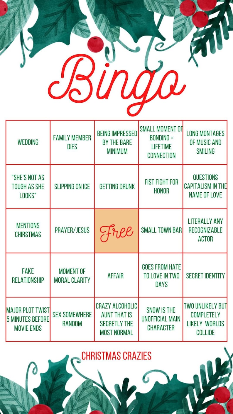 Christmas Movie Bingo - Cheesy Movie Clichés Edition - Etsy