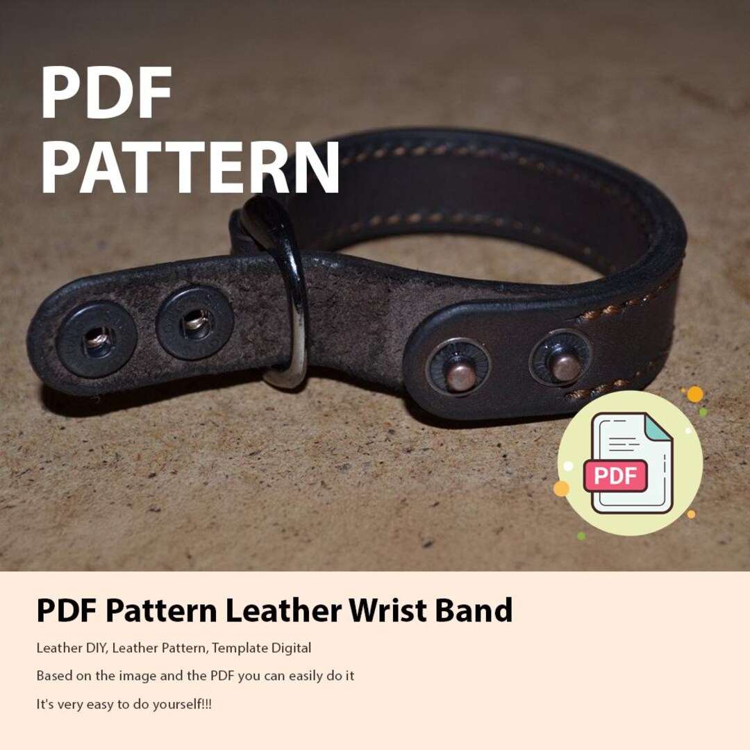 Leather Wrist Band PDF Pattern, DIY Printable Template for Handmade ...