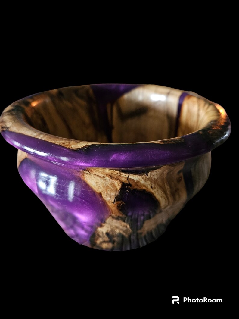 Spalted Ash Wood and Purple Resin Bowl, Hand Turned - Etsy