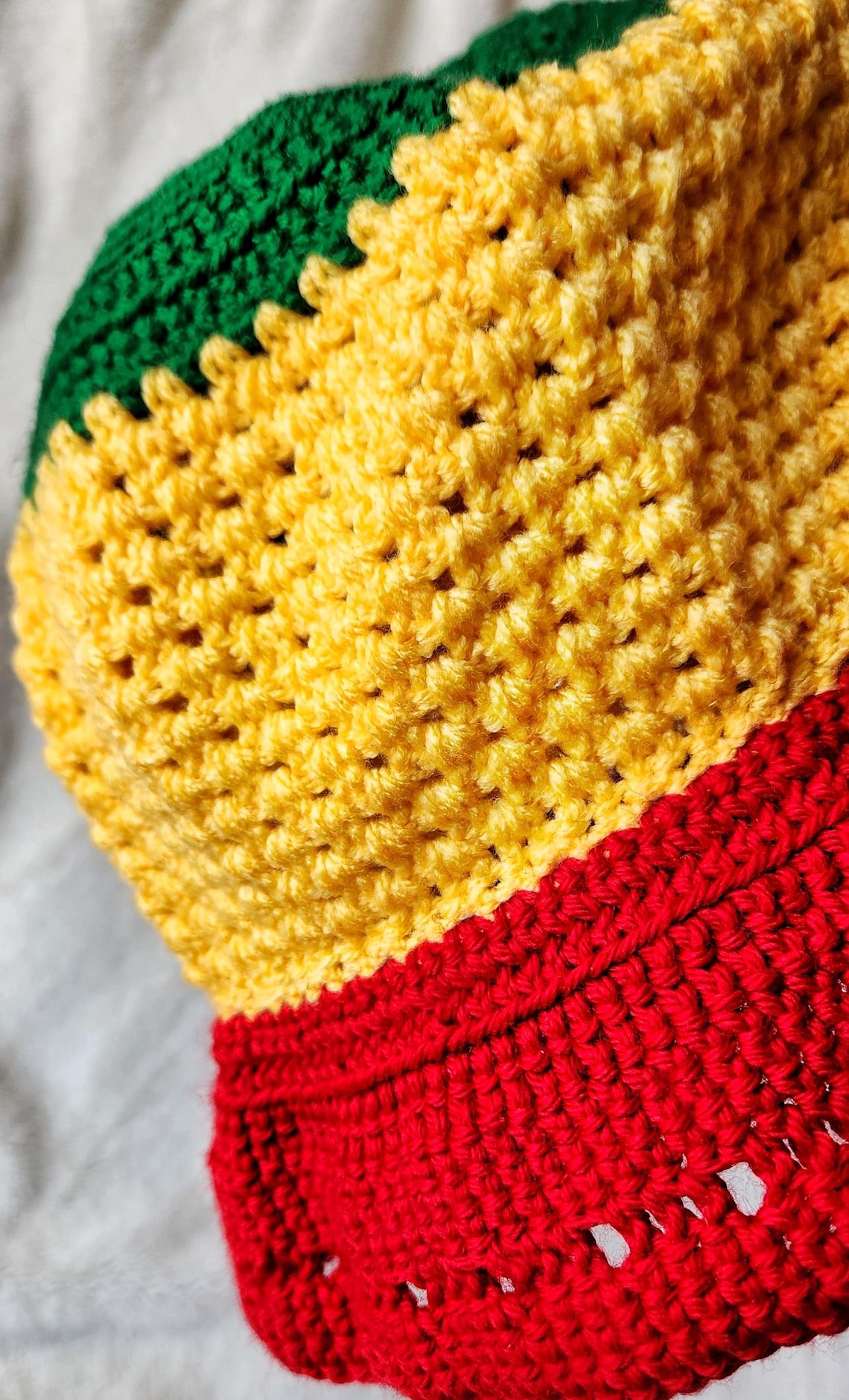 Hand Crochet Ethiopian Flag Bucket Hat: Rasta Slouchy Knit Hat - Etsy