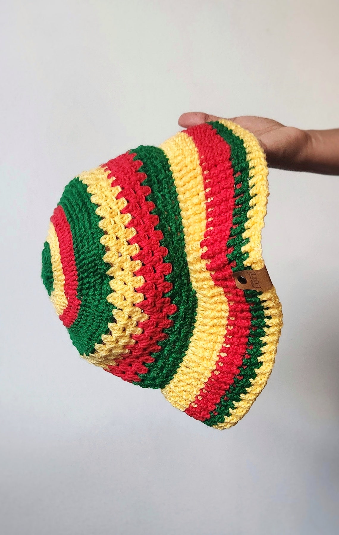 Hand Crochet Ethiopian Flag Bucket Hat| Rasta Style Bucket Hat | Green ...
