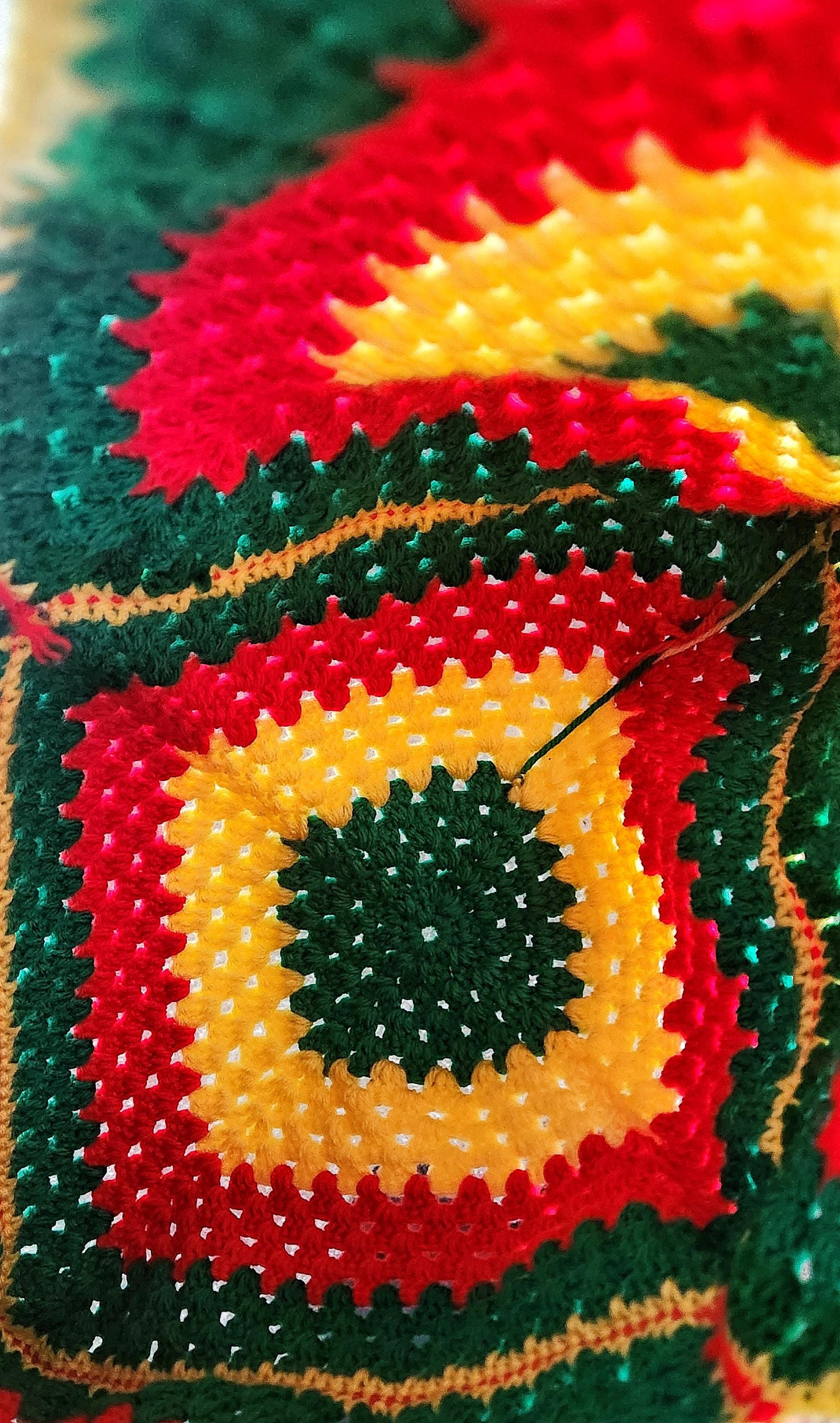 Boho Crochet Ethiopian Flag Tote Bag | Rasta Style Knit Shoulder Bag ...