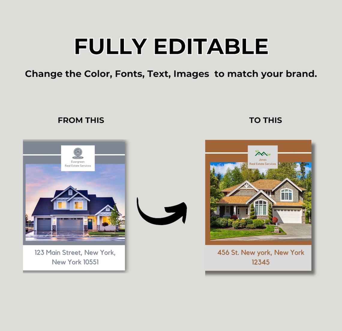 Editable Real Estate Property Listing Brochure Canva Template Half Fold ...